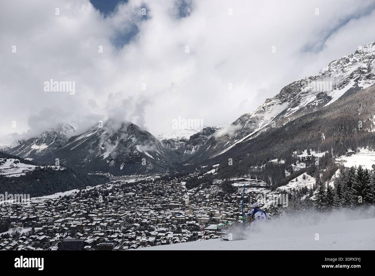 Norway's Timon Haugan speeds down the course, during an alpine ski, men ...