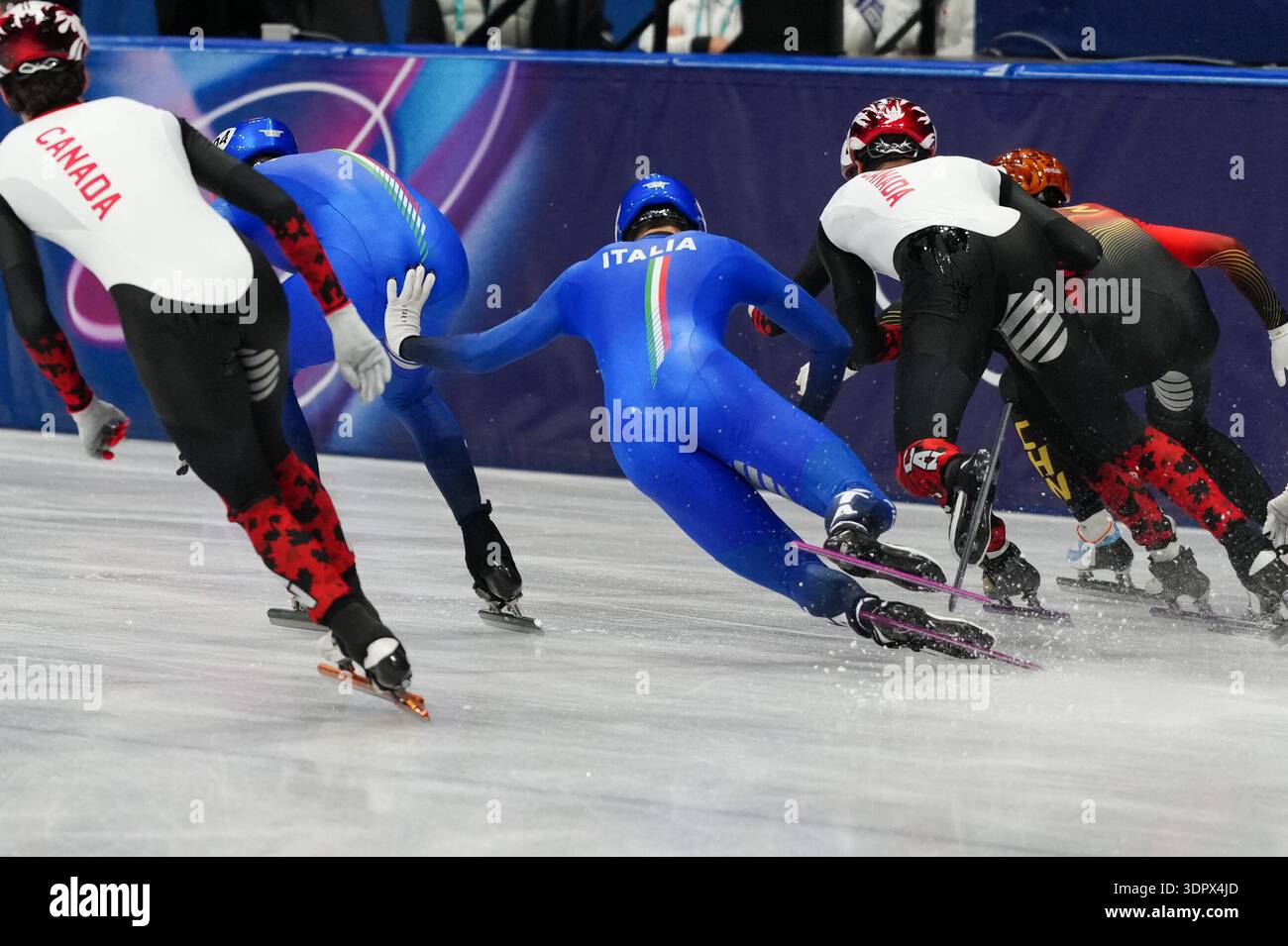 Luca Spechenhauser competing in the Olympic Short Track Speed Skating ...
