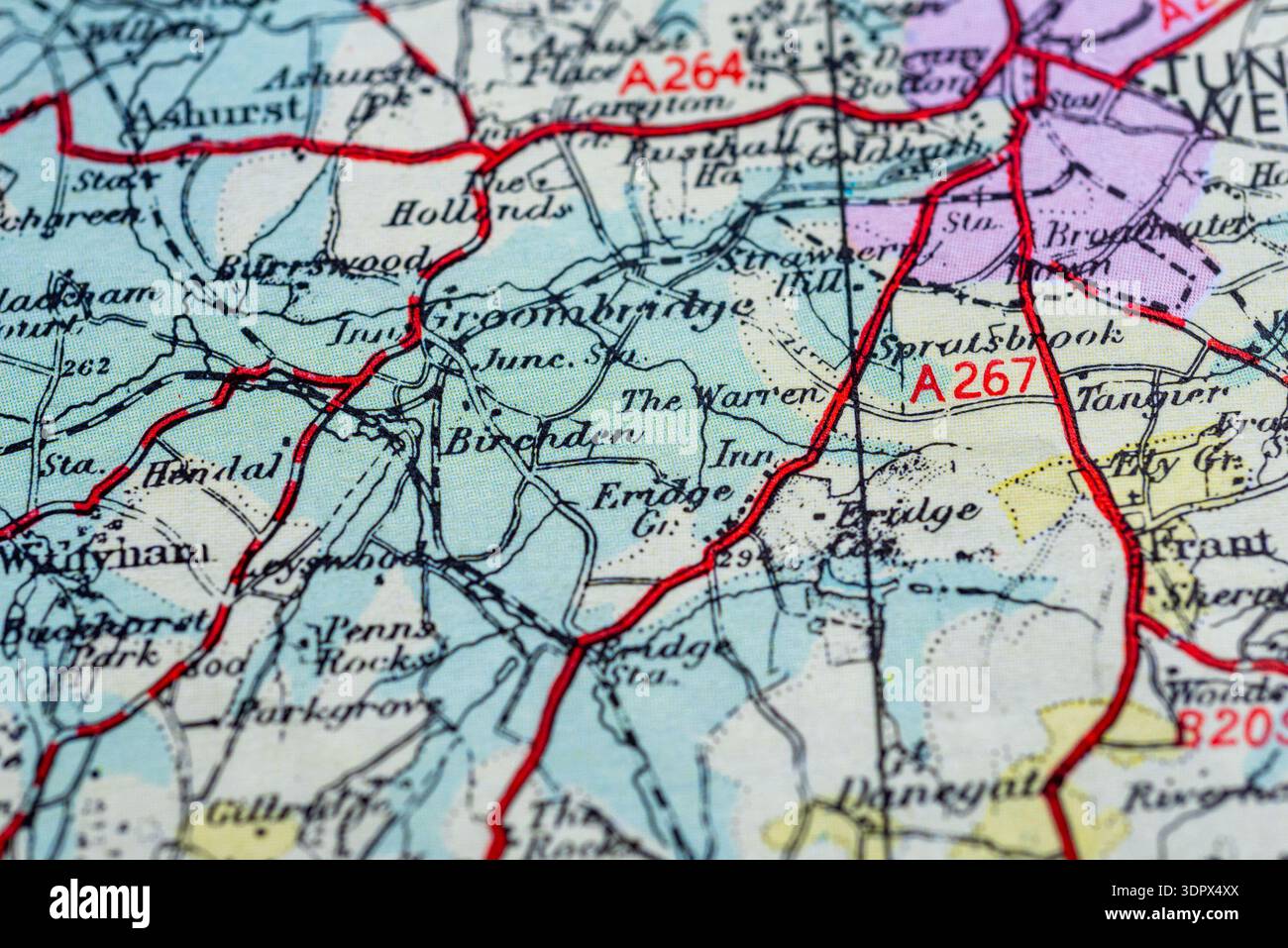 Early 1970s map of UK. BR railway line from Tunbridge Wells to Eridge ...