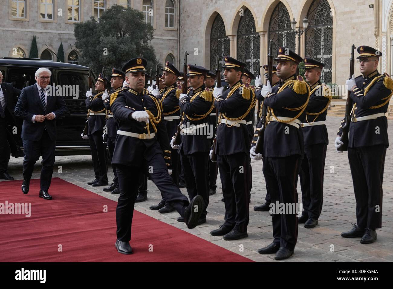 German President Frank-Walter Steinmeier, left, reviews a military ...