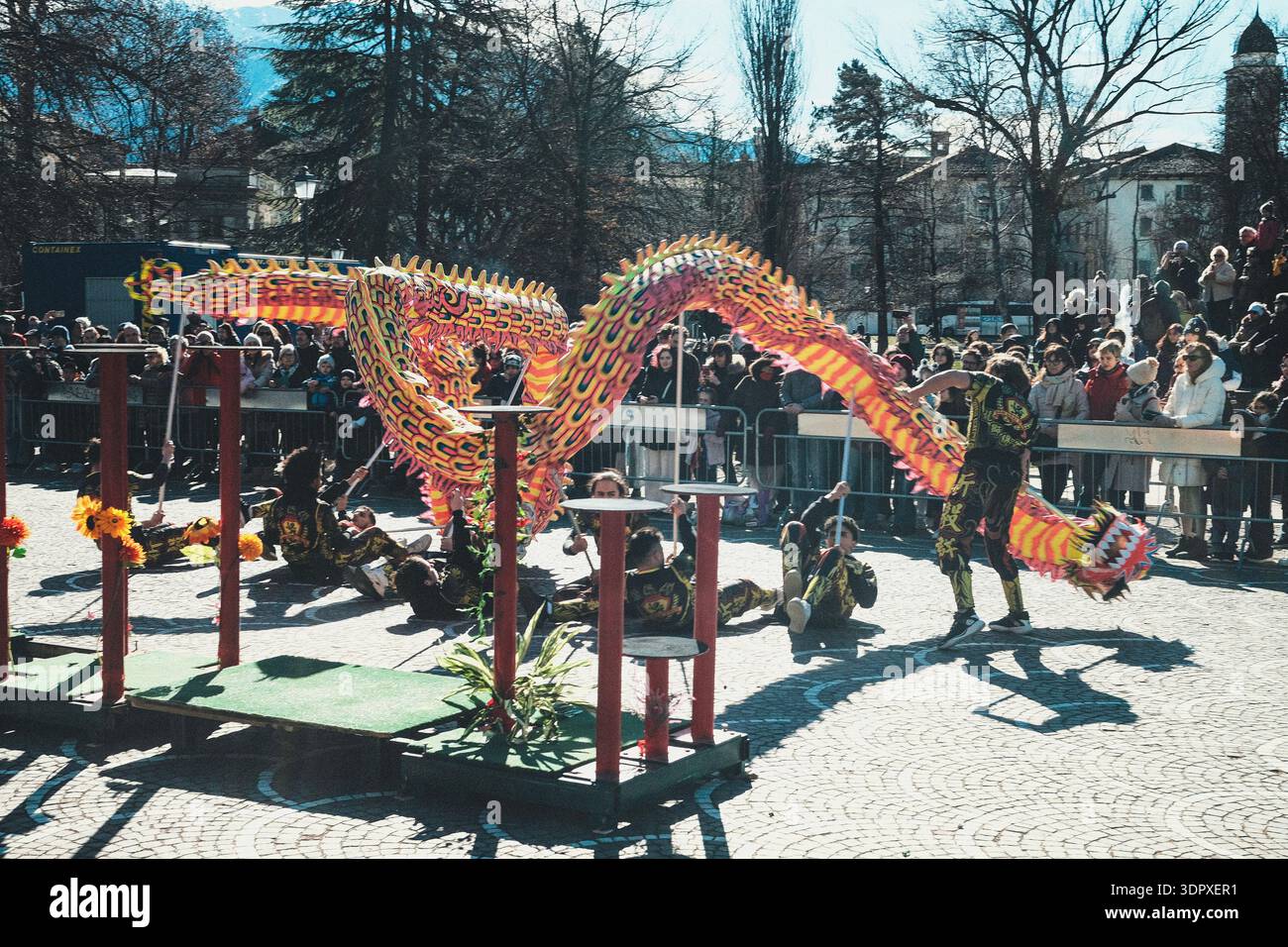 Dragon and Lion Dance, explosion of energy and dynamism symbol of the ...