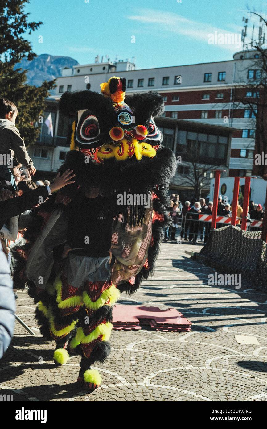 Dragon and Lion Dance, explosion of energy and dynamism symbol of the ...