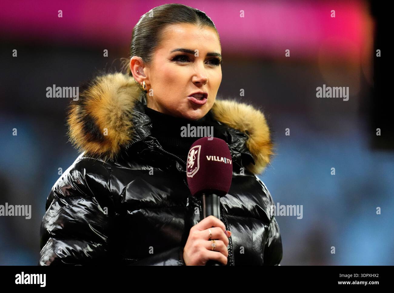 Aston Villa TV presenter Kate Tracey before the Premier League match at ...
