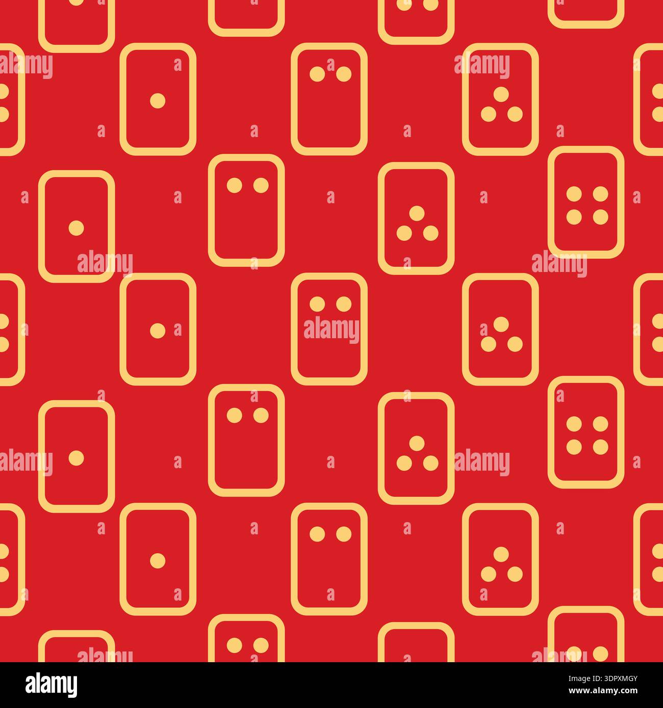 Seamless mahjong tile pattern in red and gold, inspired by traditional ...