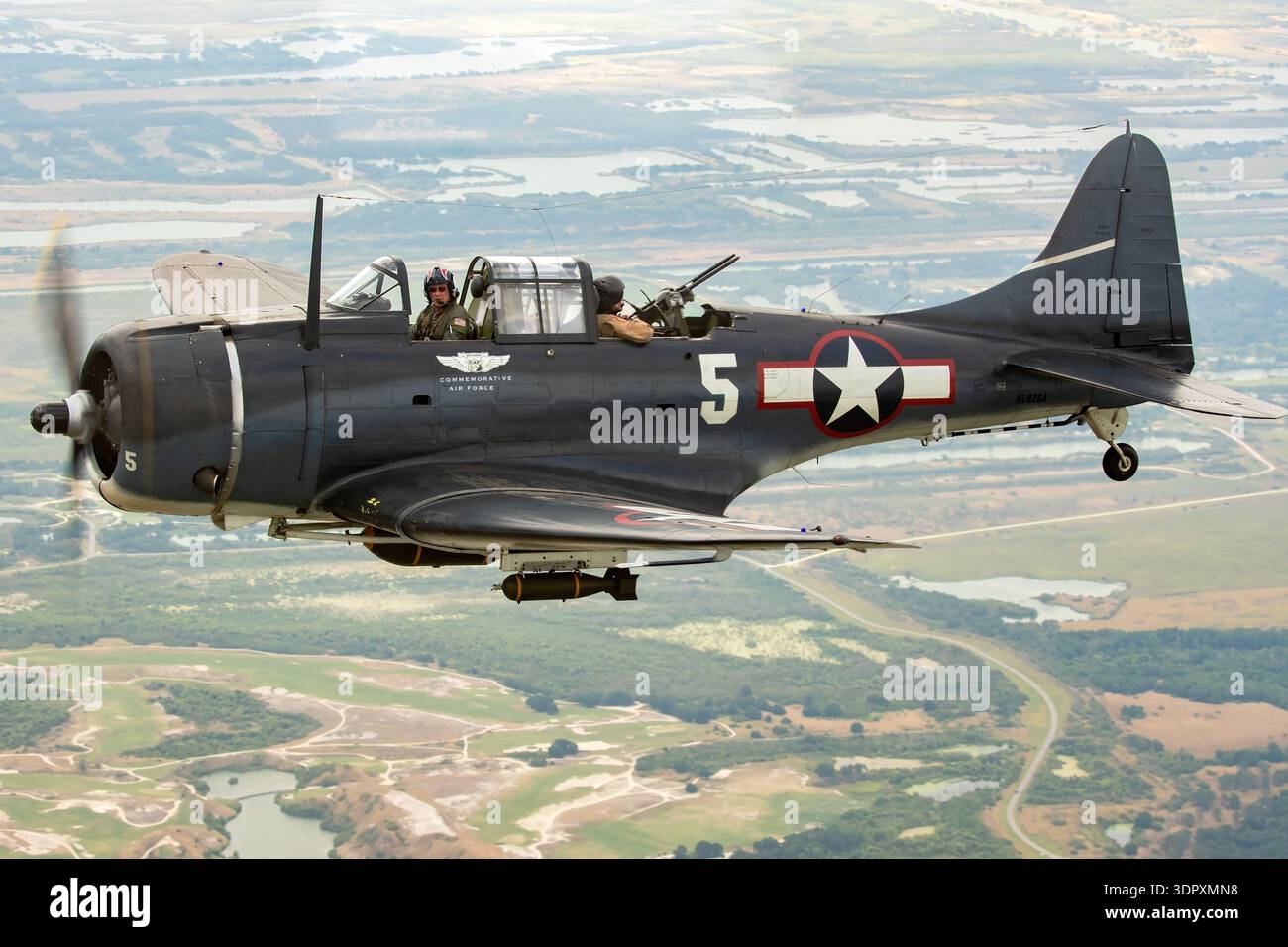 Close-up air-to-air photograph of Douglas SBD-5 Dauntless dive bomber ...