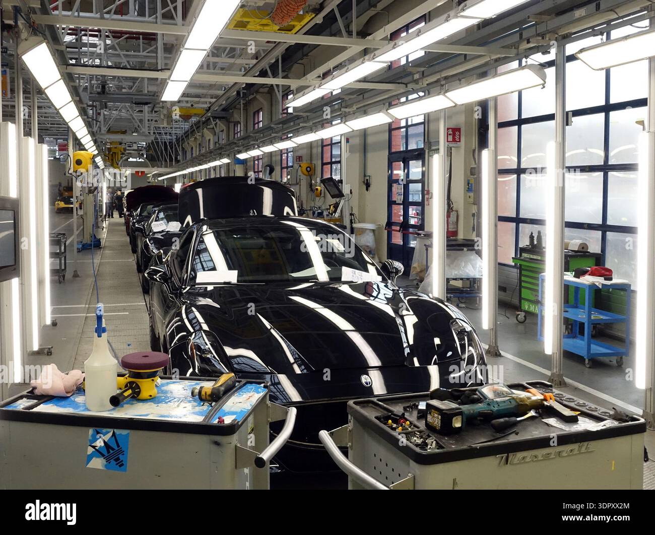 Modena. The Maserati Granturismo production line inside the historic ...