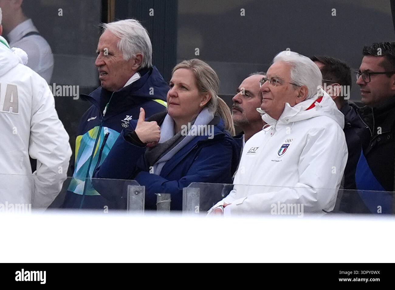 Italian President Sergio Mattarella with Giovanni Malagò and Kirsty ...