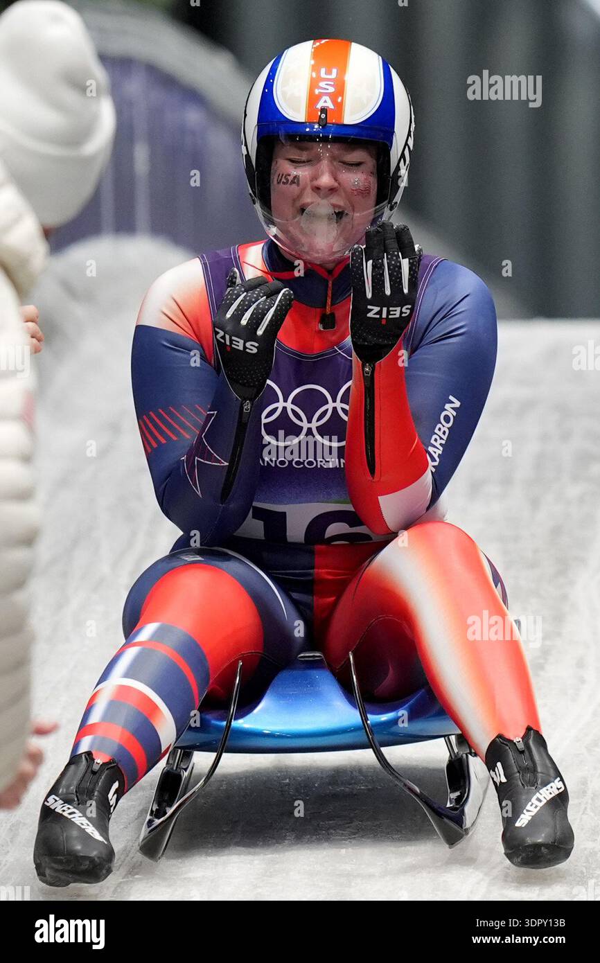 USA ’ Ashley FARQUHARSON bronze medal during Luge Women’s single manche ...
