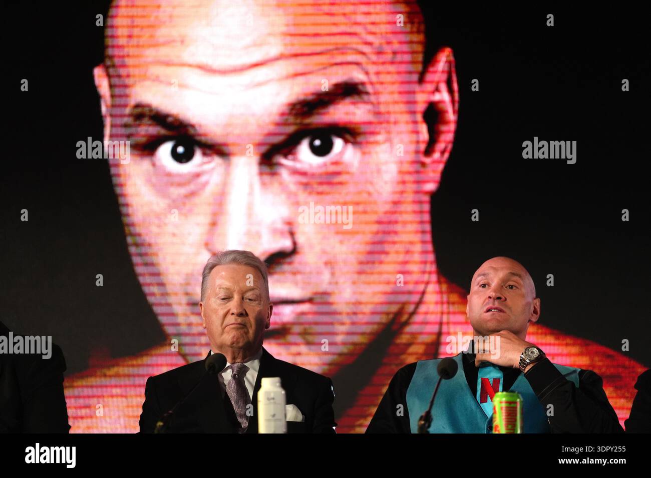 Boxing promoter Frank Warren (left) and Tyson Fury during a press ...
