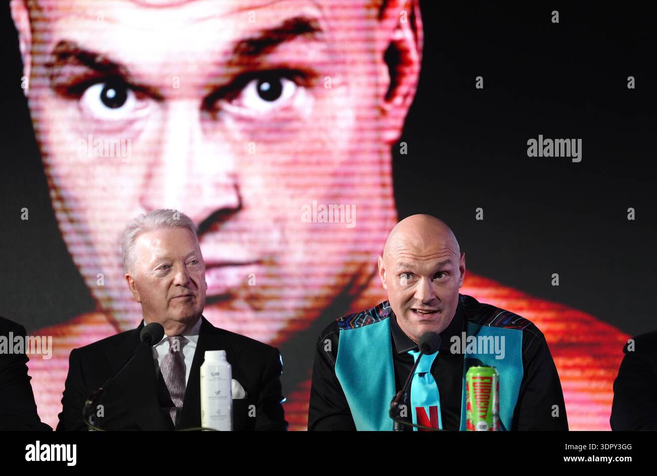 Boxing promoter Frank Warren (left) and Tyson Fury during a press ...