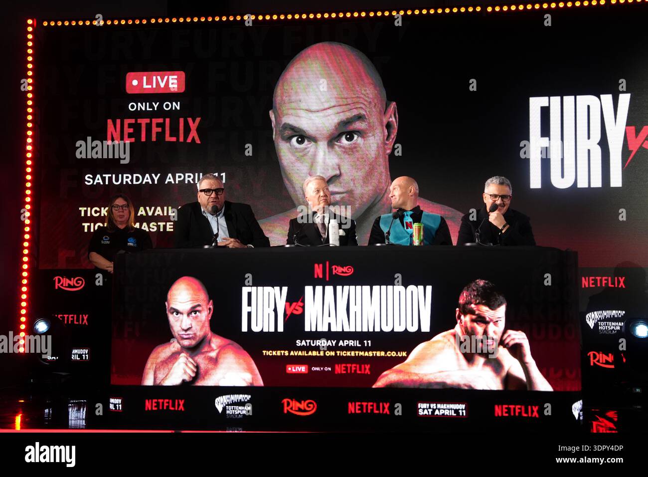 Spencer Brown (left), Frank Warren (second left) and Tyson Fury (second ...