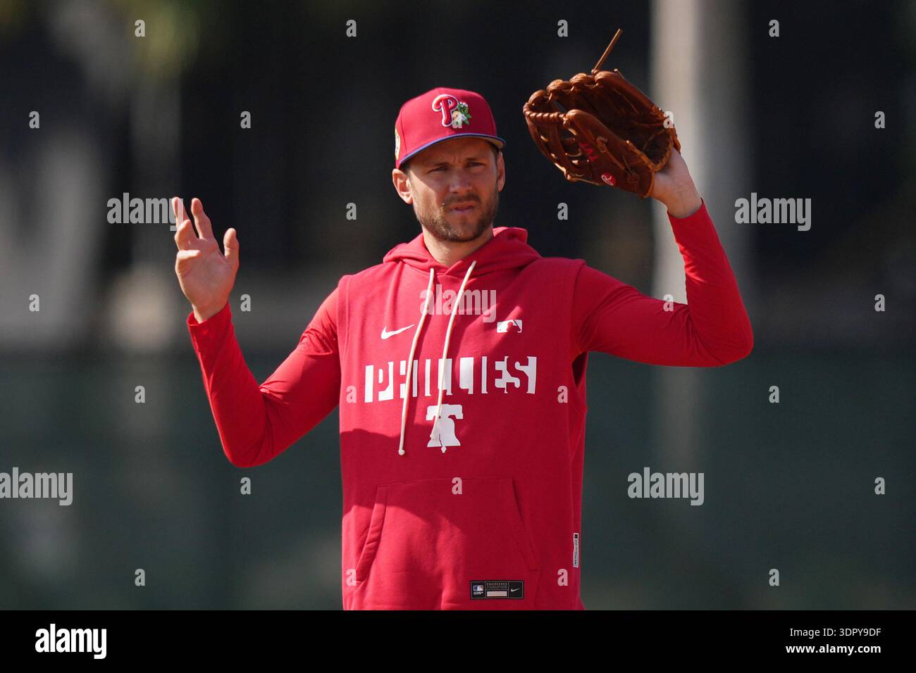 Philadelphia Phillies' Trea Turner reacts during spring training ...