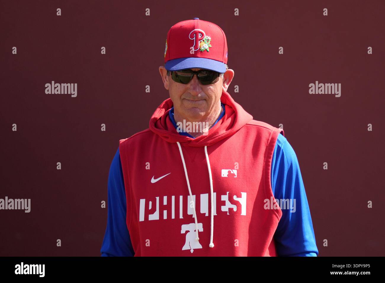 Philadelphia Phillies' Rob Thomson watches during spring training ...