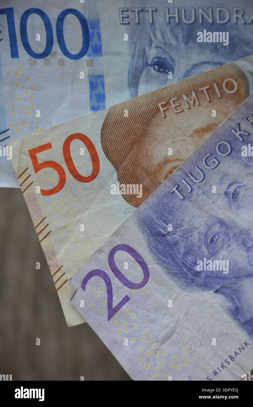 Copenhagen/Denmark/18 August 2023/Swedish kronor bills money in danish ...