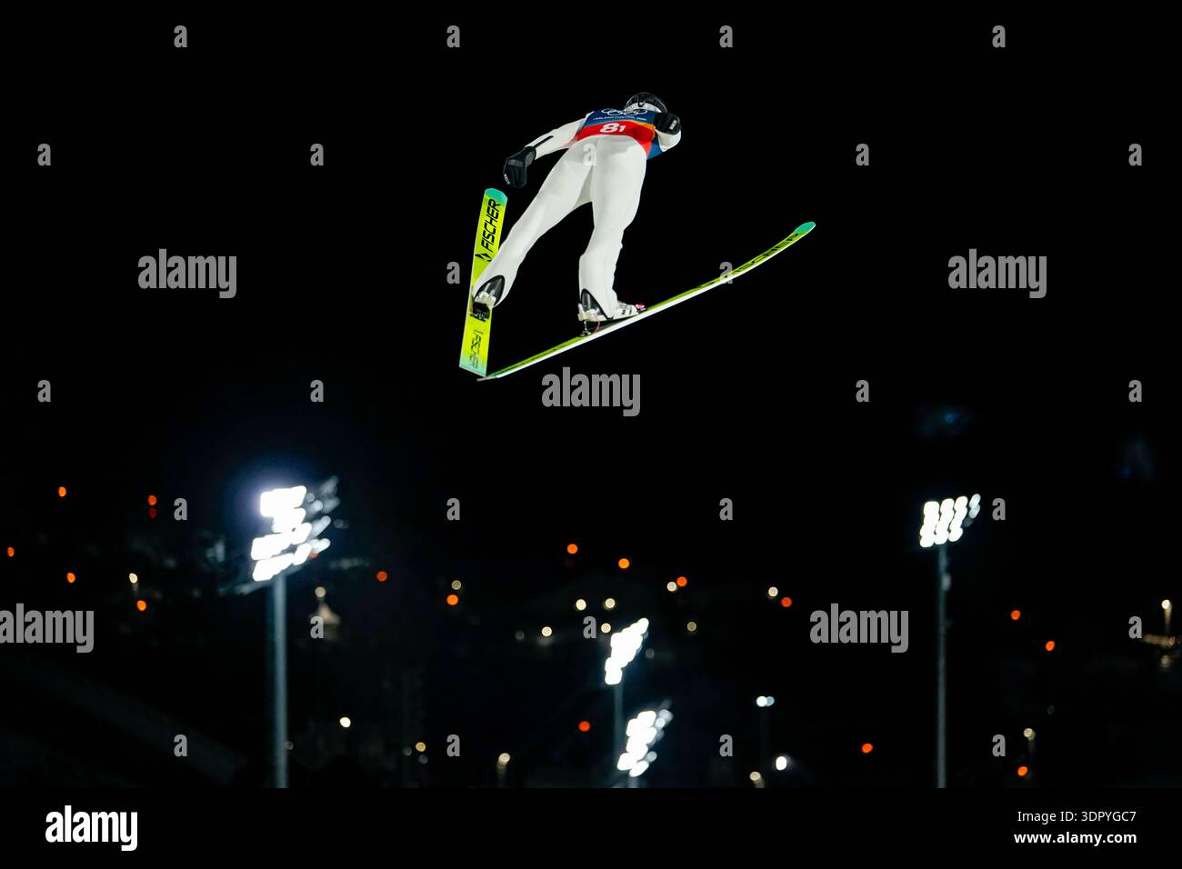 Kevin Bickner, of the United States, soars through the air during his ...