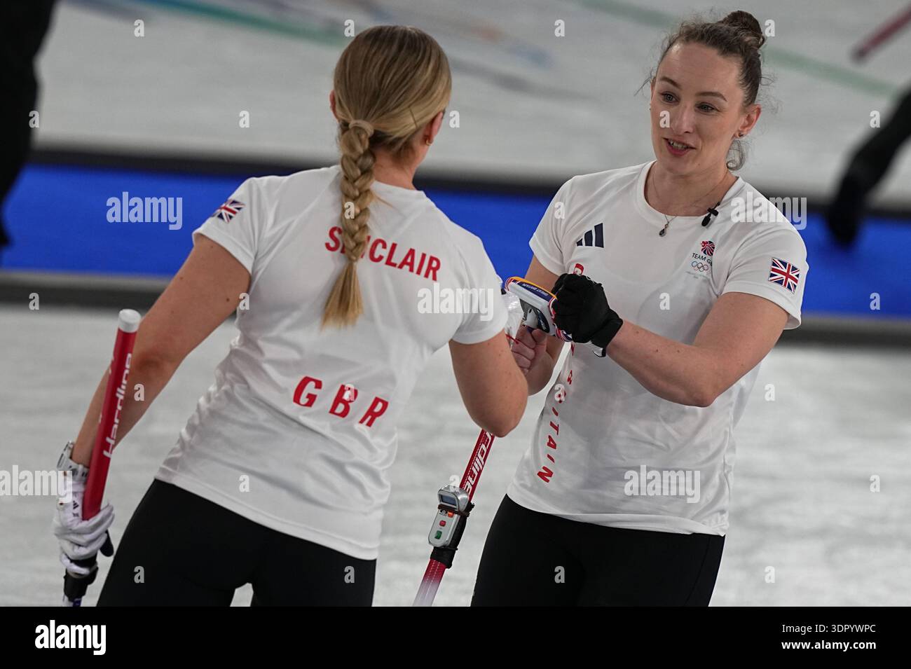 Britain's Sophie Sinclair and Britain's Jennifer Dodds in action during ...