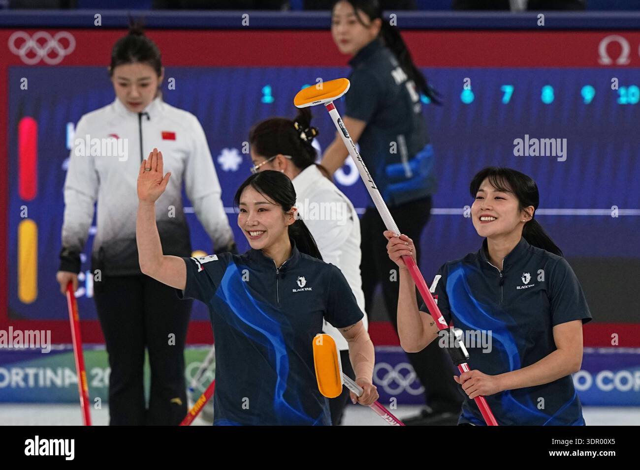 South Korea's Seol Ye-eun and Kim Su-ji, China's gesture, during the ...