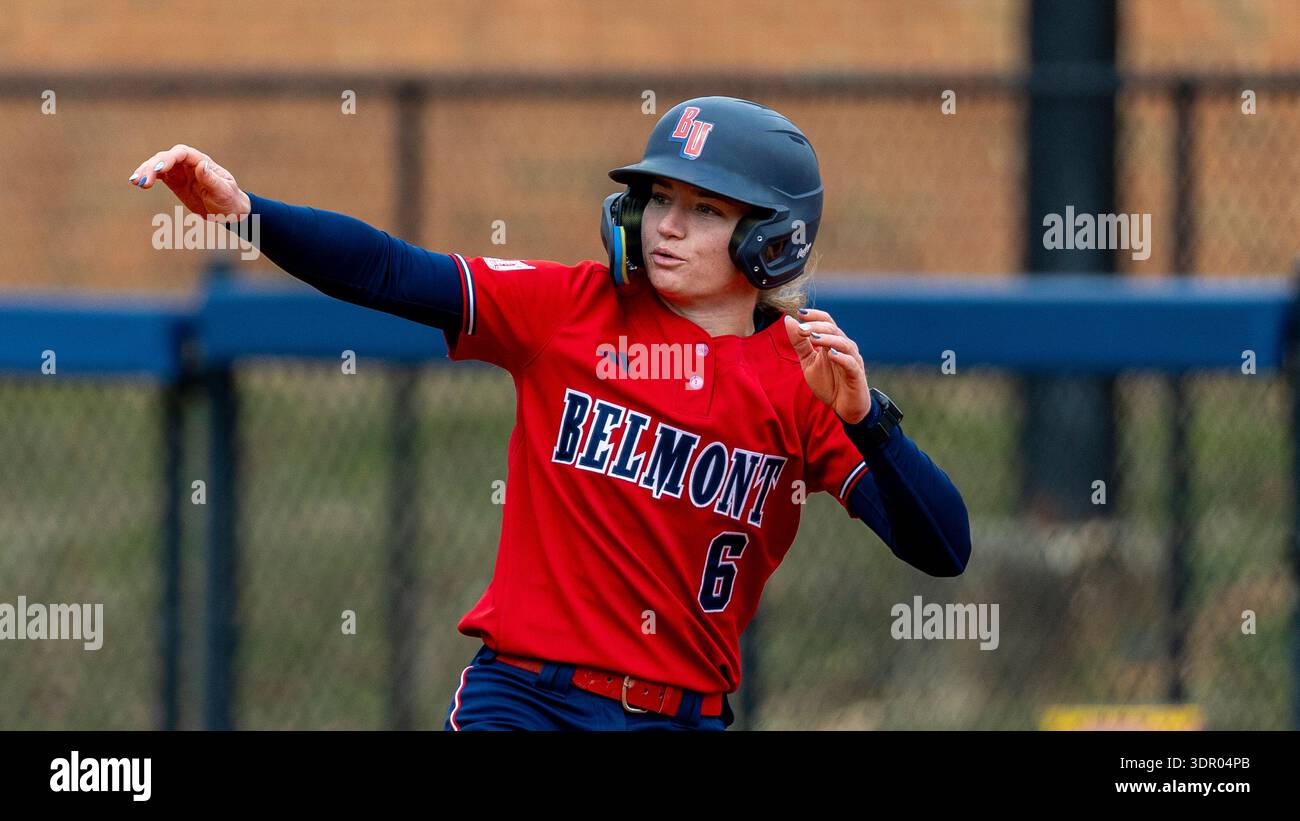 Belmont outfielder Emily Konz (6) during an NCAA softball game on ...