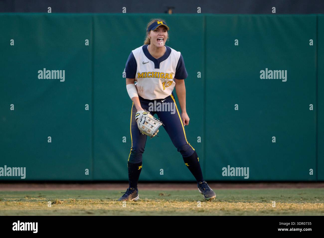 Michigan Wolverines center fielder Jenissa Conway (13) celebrates ...
