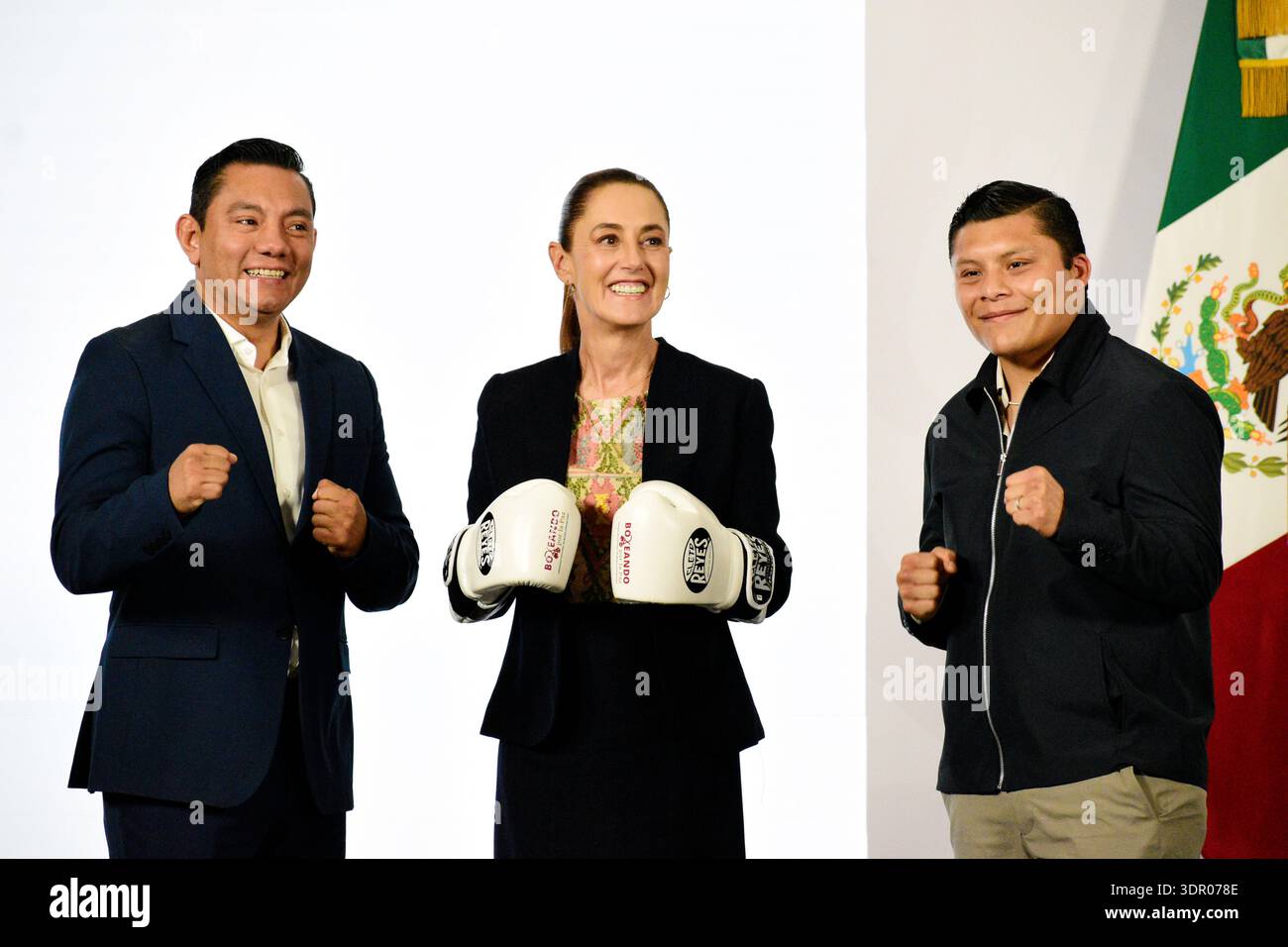 Mexicoâ€™s President Claudia Sheinbaum Pardo accompanied by boxers ...