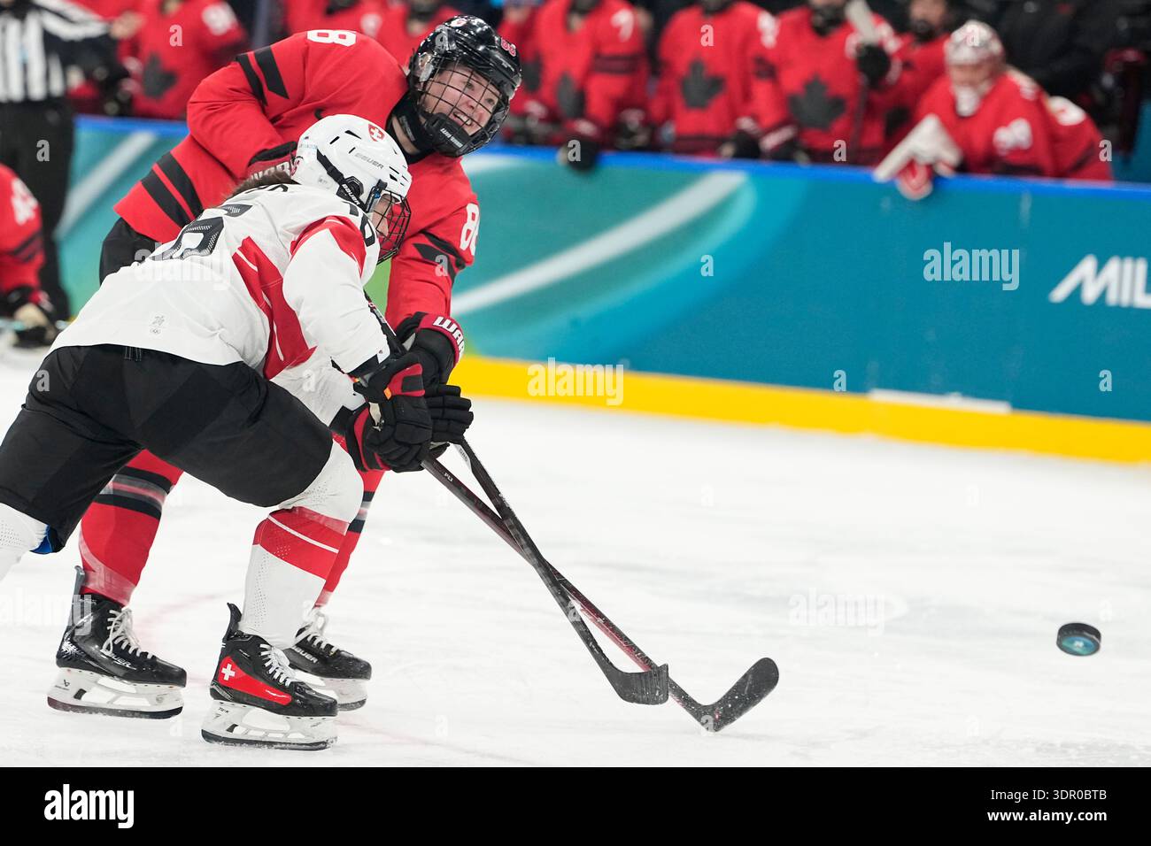 Canada's Julia Gosling (88) challenges with Switzerland's Nicole ...