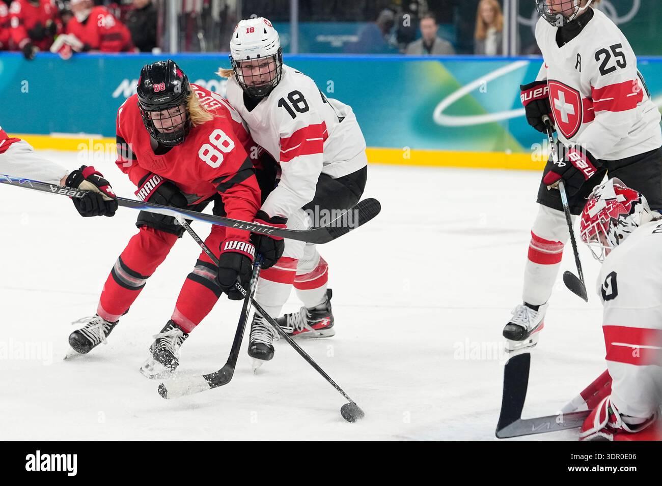 Canada's Julia Gosling (88) challenges with Switzerland's Stefanie ...
