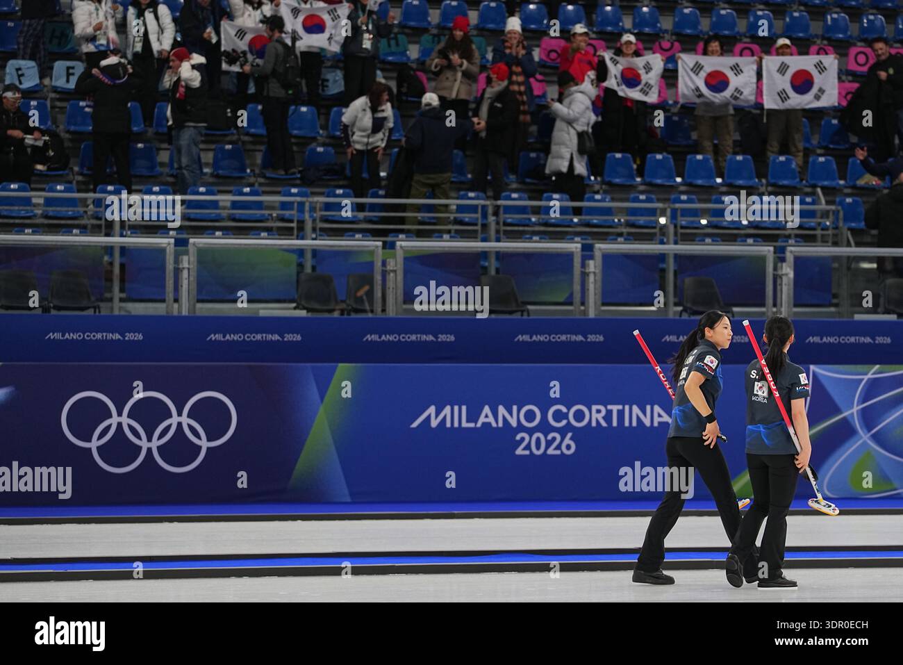 South Korea's Kim Min-ji and South Korea's Kim Su-ji speak, after the ...