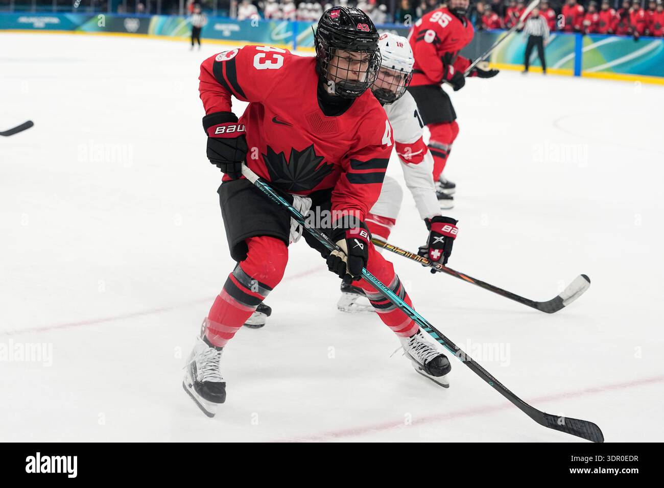 Canada's Kristin O'Neill (43) challenges with Switzerland's Stefanie ...