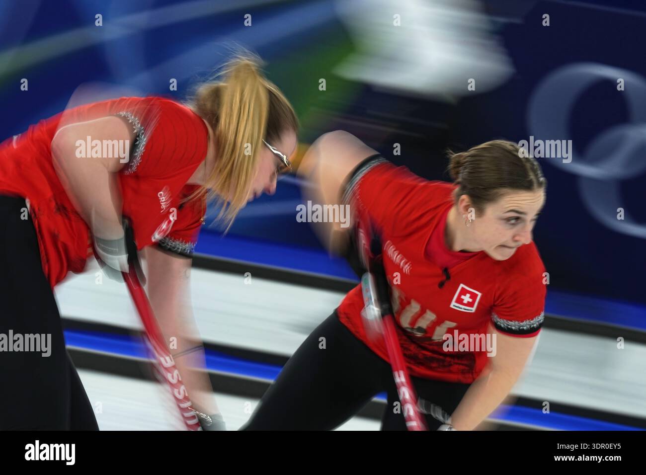 Switzerland's Alina Paetz, and Selina Witschonke in action during the ...