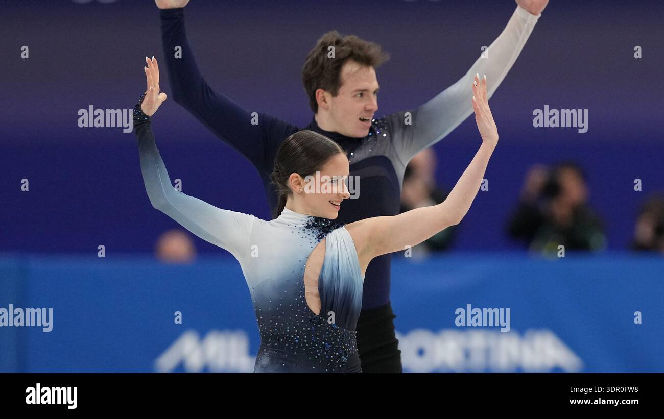 Maria Pavlova and Alexei Sviatchenko of Hungary compete during the ...