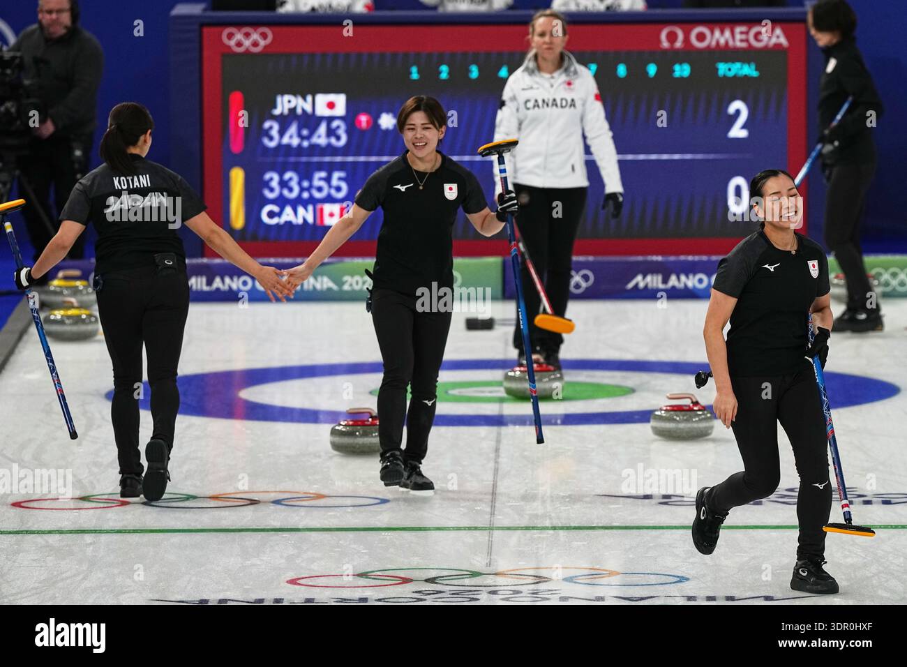 Japan's Sayaka Yoshimura, Anna Ohmiya, and Kaho Onodera react during ...