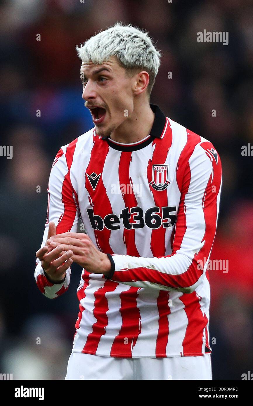 Tomáš Rigo of Stoke City gestures during the Stoke City v Fulham ...