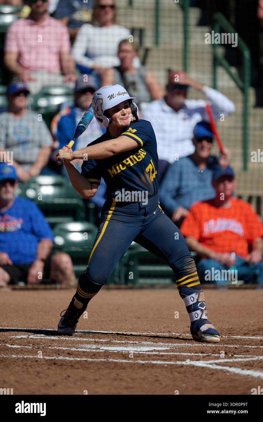 Michigan Wolverines Lilly Vallimont (20) bats during an NCAA Softball ...
