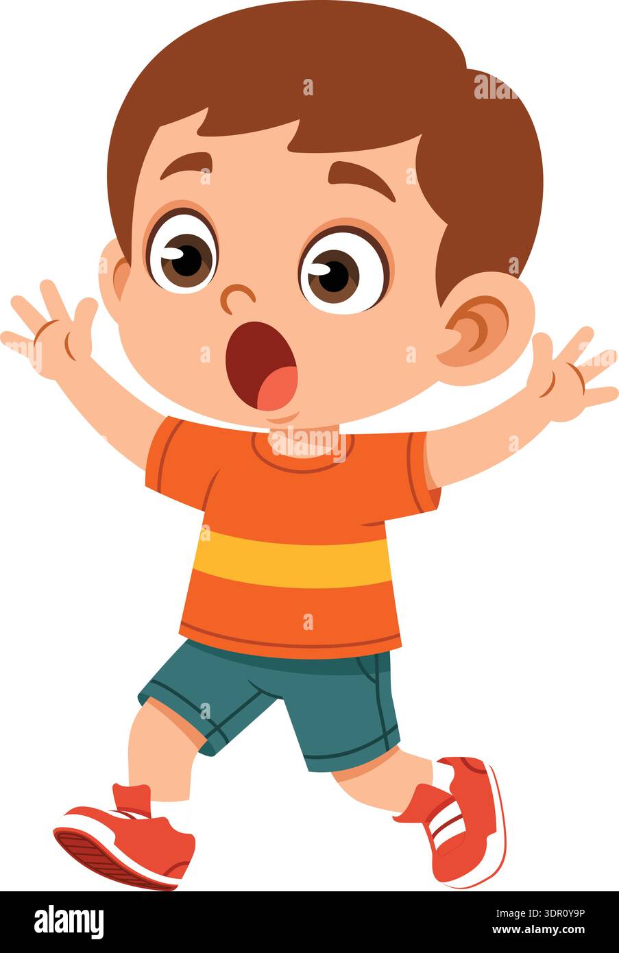 Surprised Boy Expression with Wide Eyes Flat Cartoon Character Stock ...