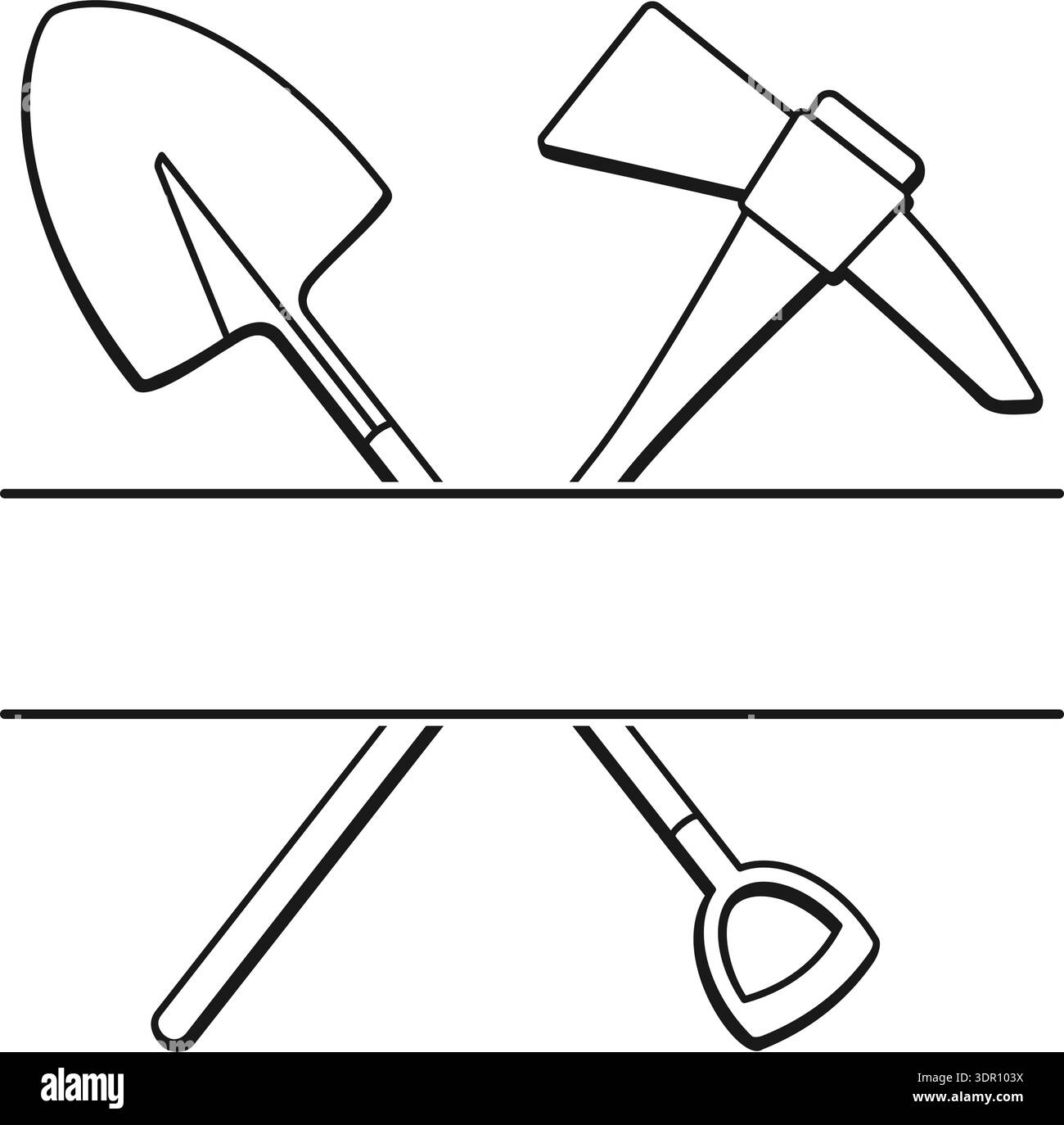 Spade and pick axe crossed over monogram in a symbol of strength often ...