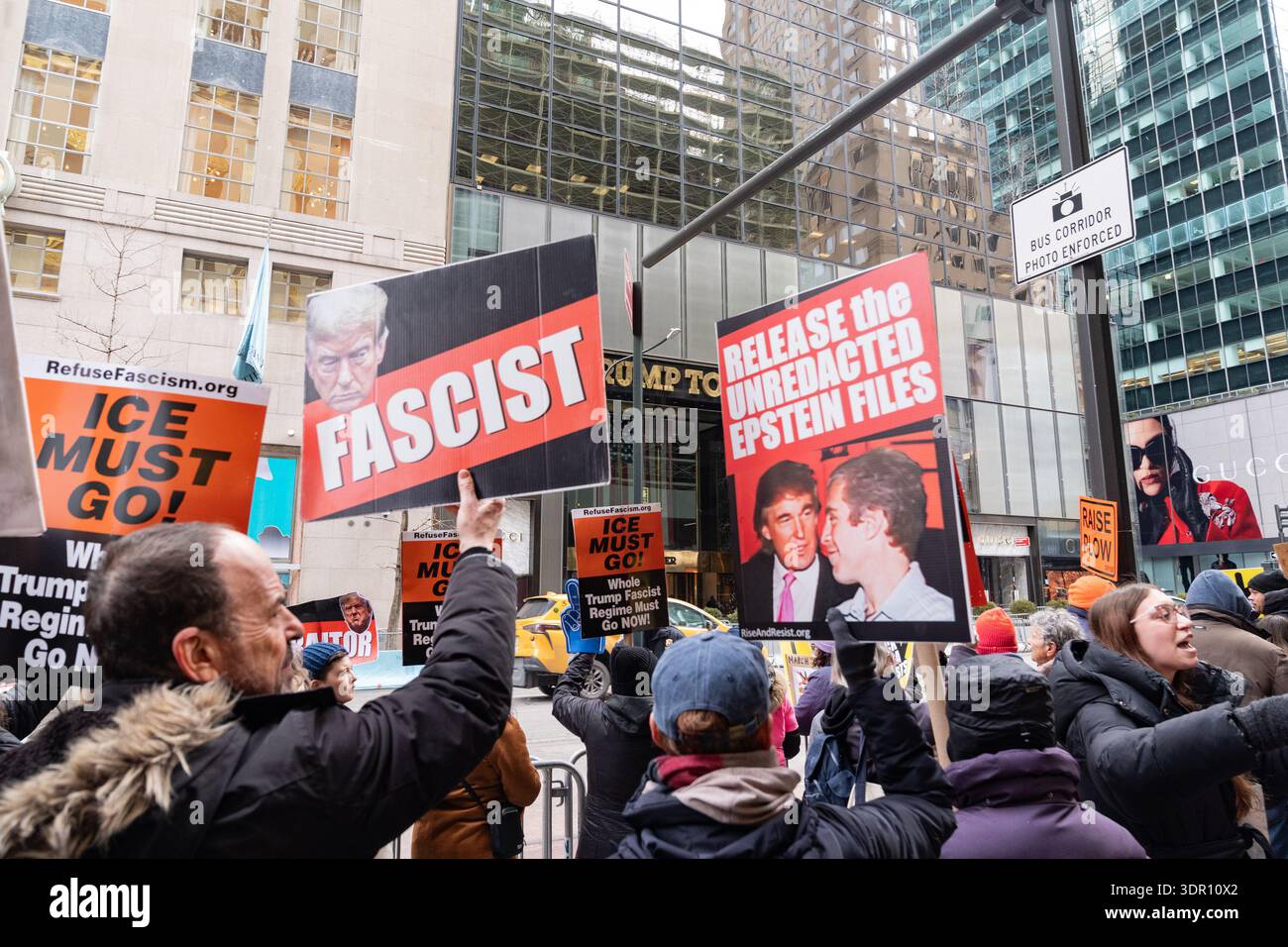 Hundreds protesters gathered across of Trump tower on 5th Avenue in New ...