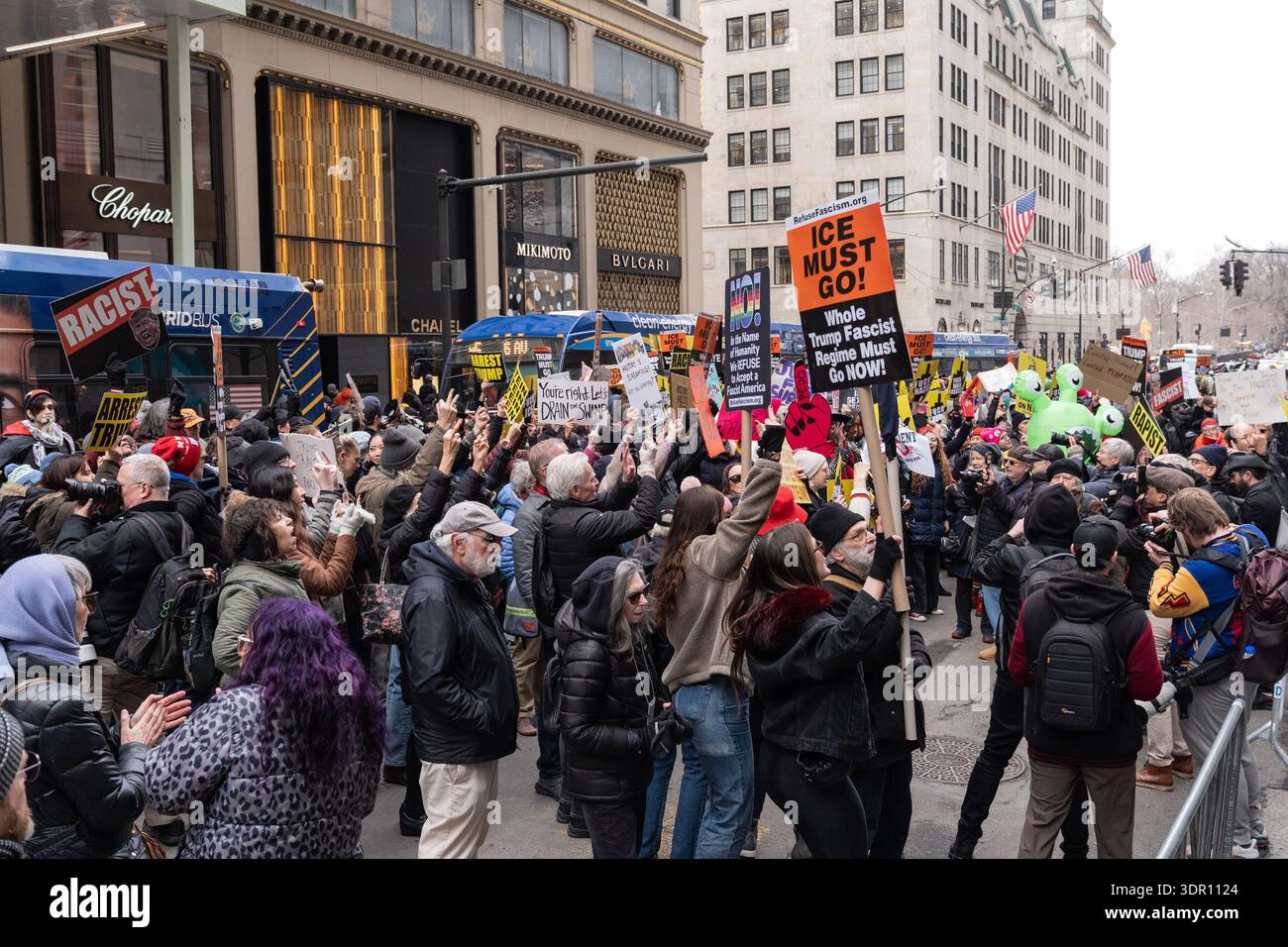 Hundreds protesters gathered across of Trump tower on 5th Avenue in New ...