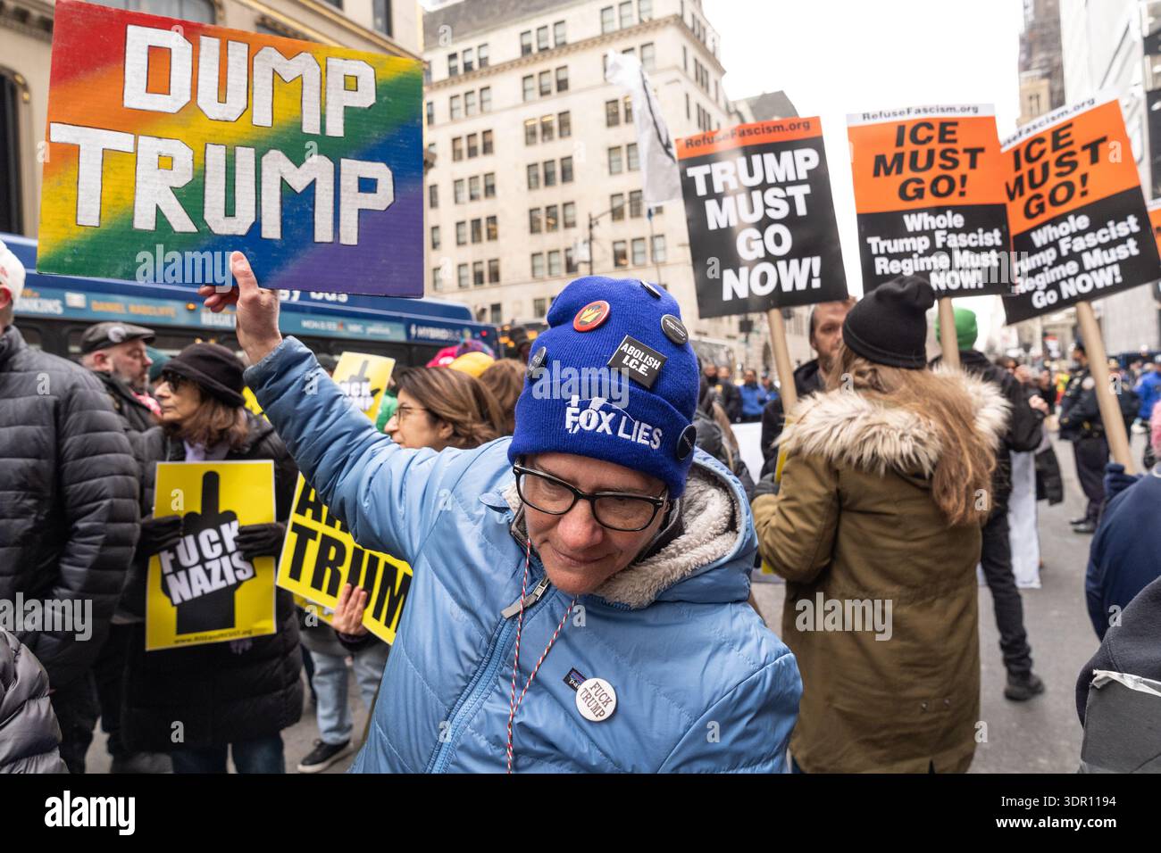 Hundreds protesters gathered across of Trump tower on 5th Avenue in New ...