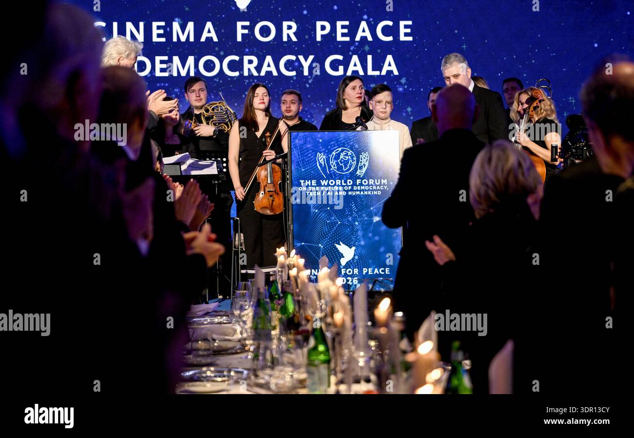 Eleven-year-old Roman from Ukraine speaks at the Cinema for Peace ...