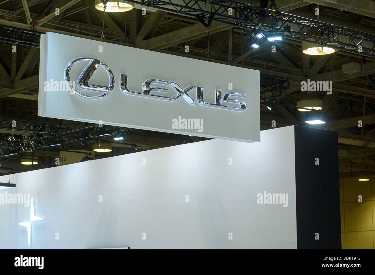 Toronto, ON, Canada - February 14, 2026: Lexus overhead sign with logo ...