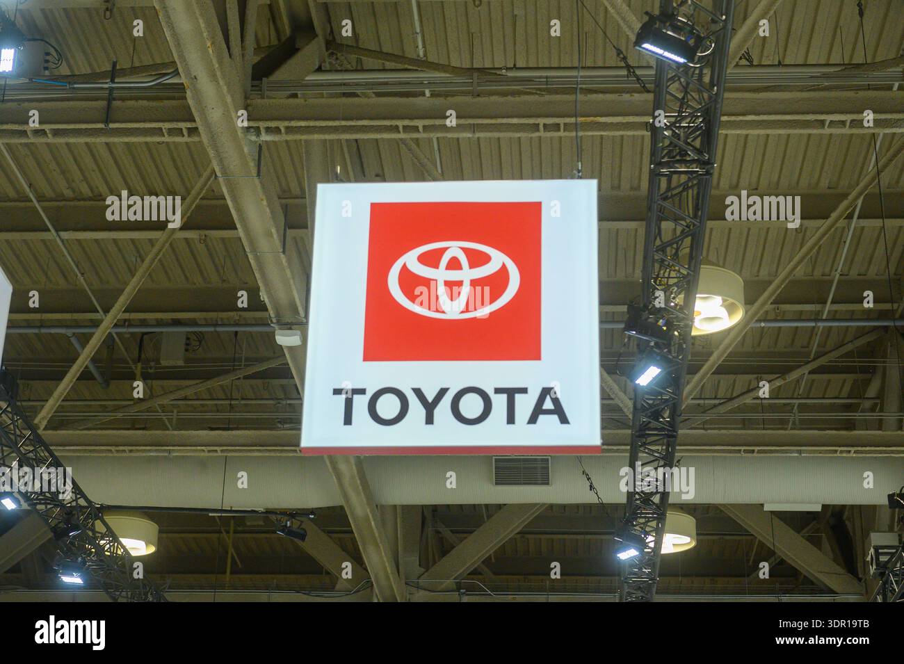 Toronto, ON, Canada - February 14, 2026: Toyota brand logo banner ...