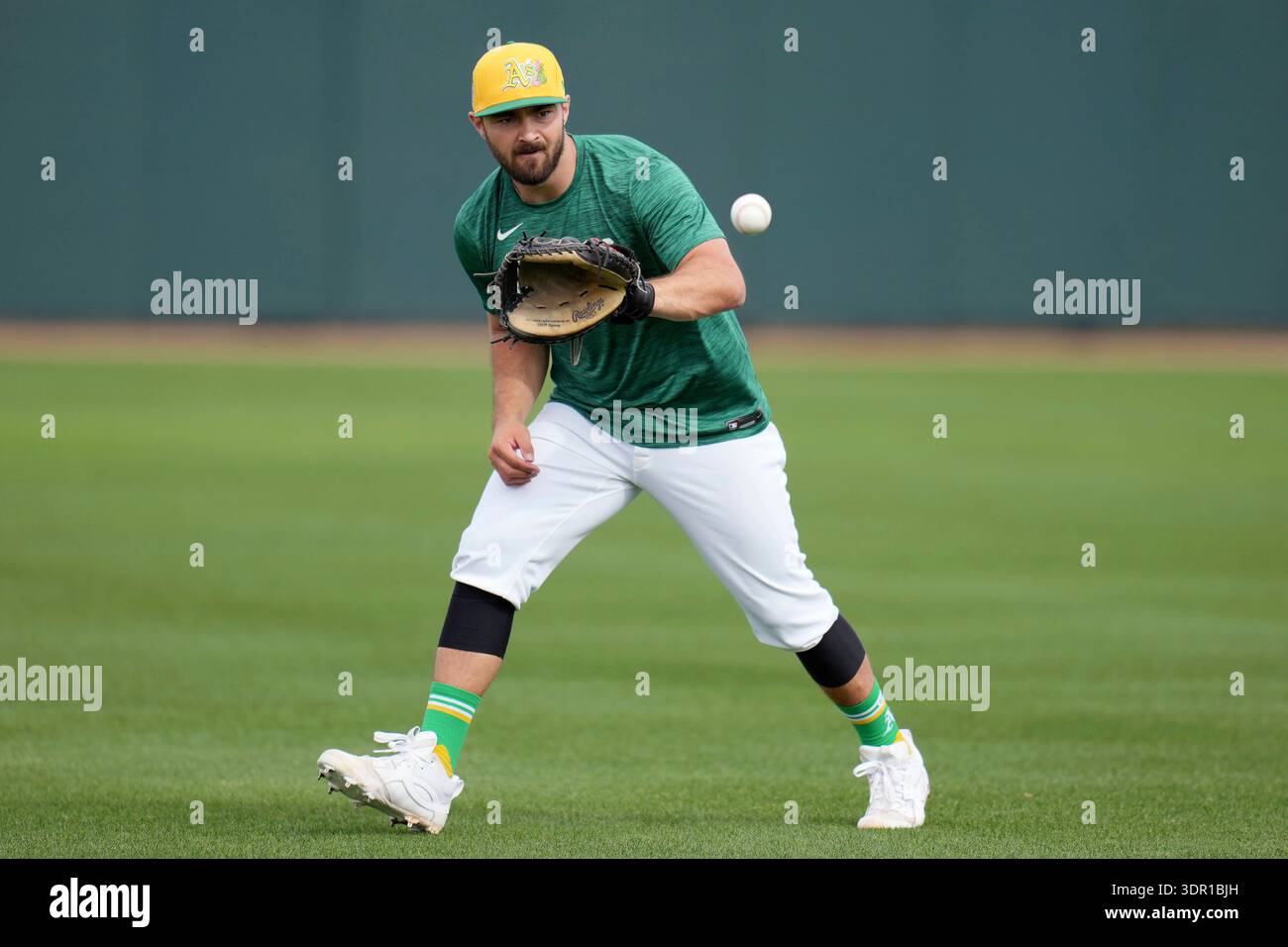 Athletics catcher Shea Langeliers works out during spring training ...