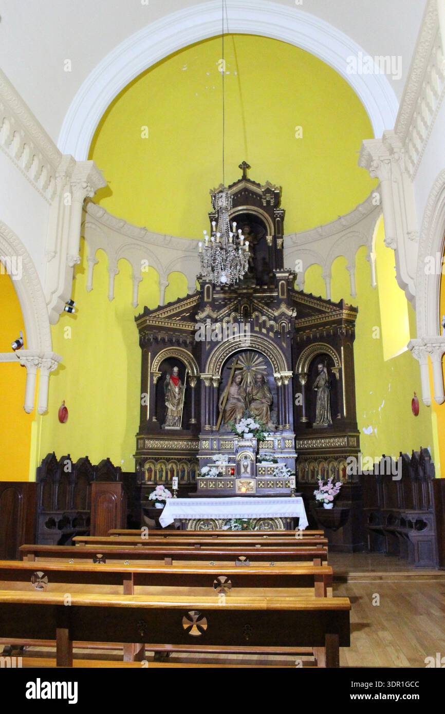 Interior of Arreko Trinitatearen Basilika or Albergue Trinidad de Arre ...