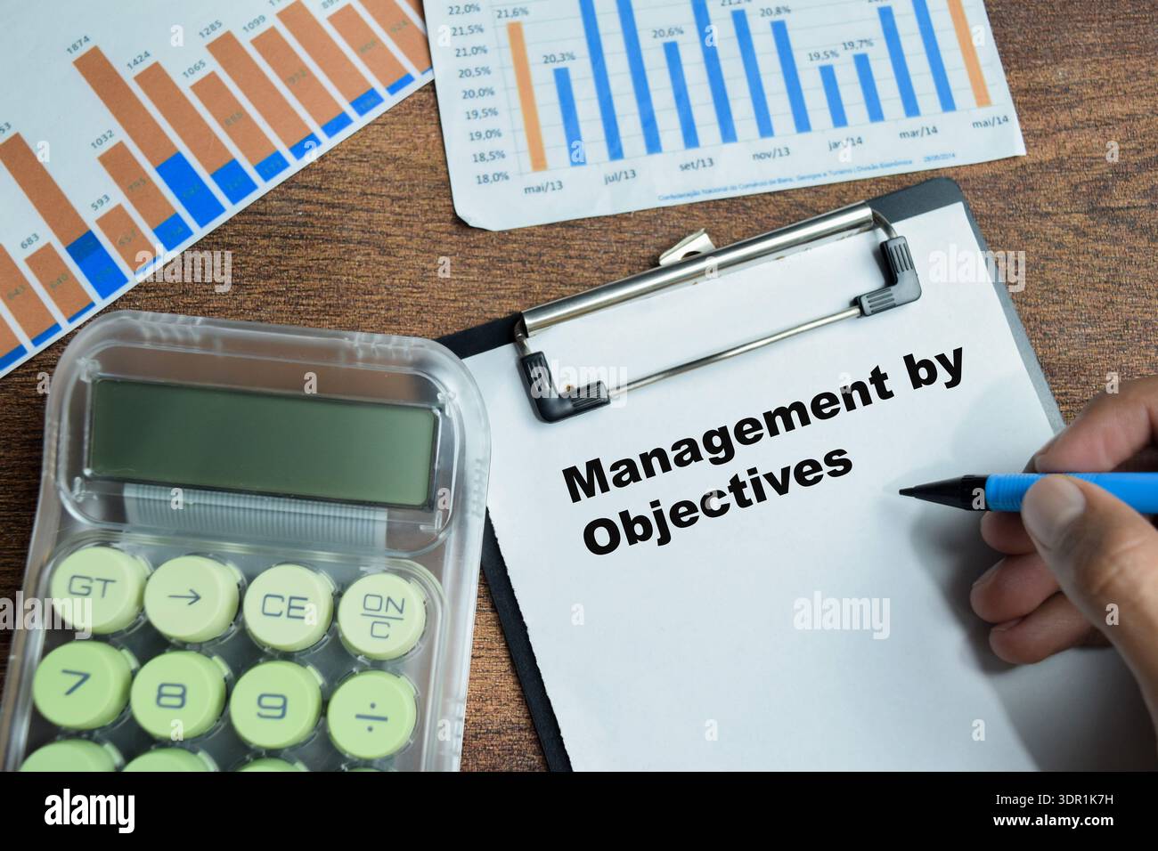 Concept of management by objectives write on clipboard isolated on ...