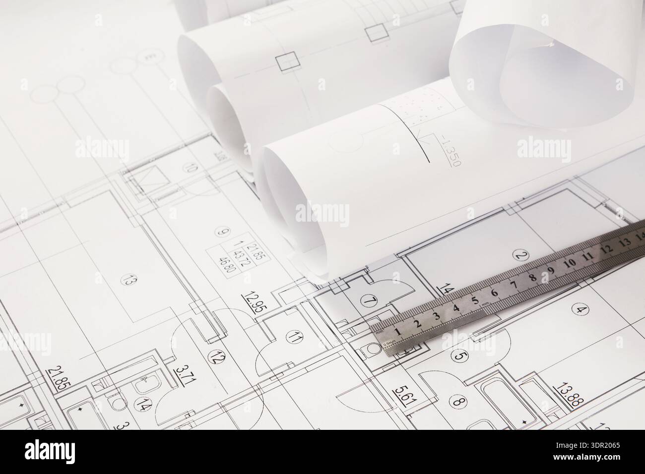 Collection of Architectural Blueprints Showing Various Plans and ...