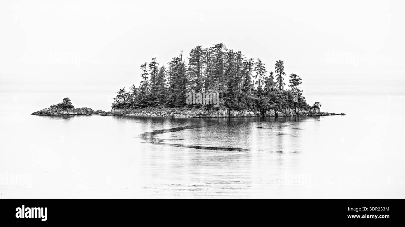 Lonely island in alaska bay Stock Photo - Alamy