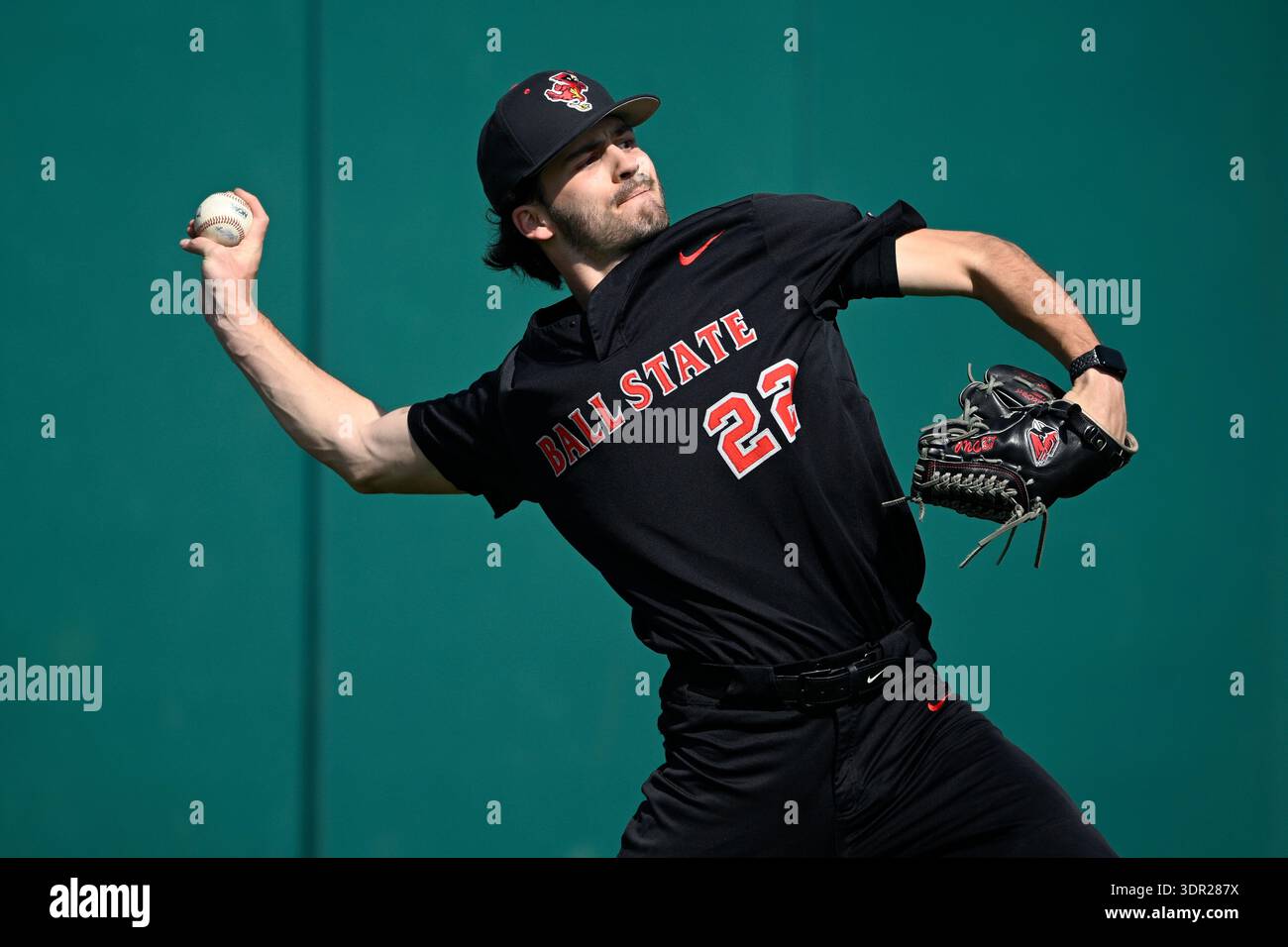 Ball State pitcher Zach Leduc (22) throws during an NCAA college ...