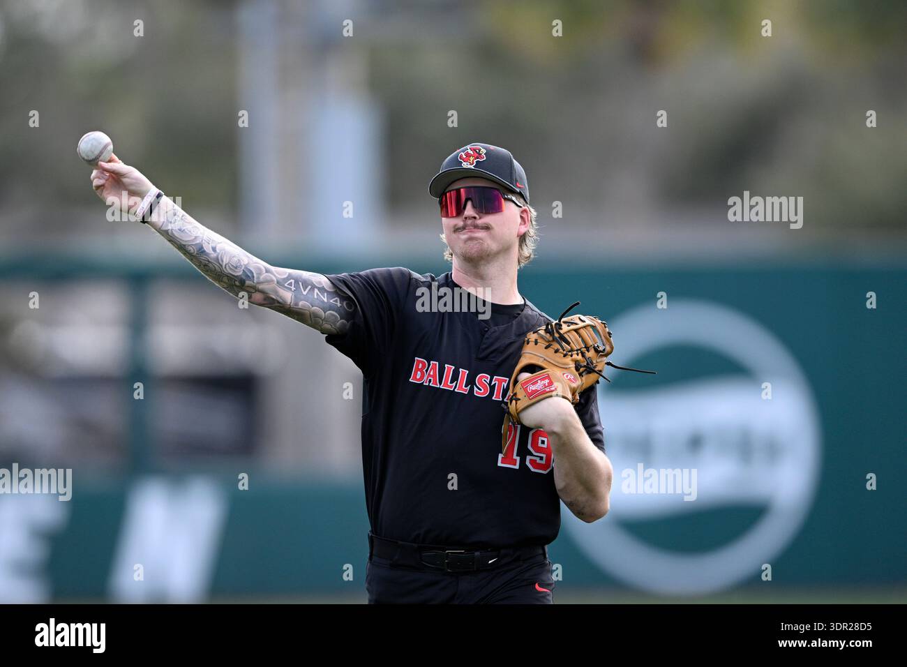 Ball State infielder Jacob Gillis (19) throws during an NCAA college ...