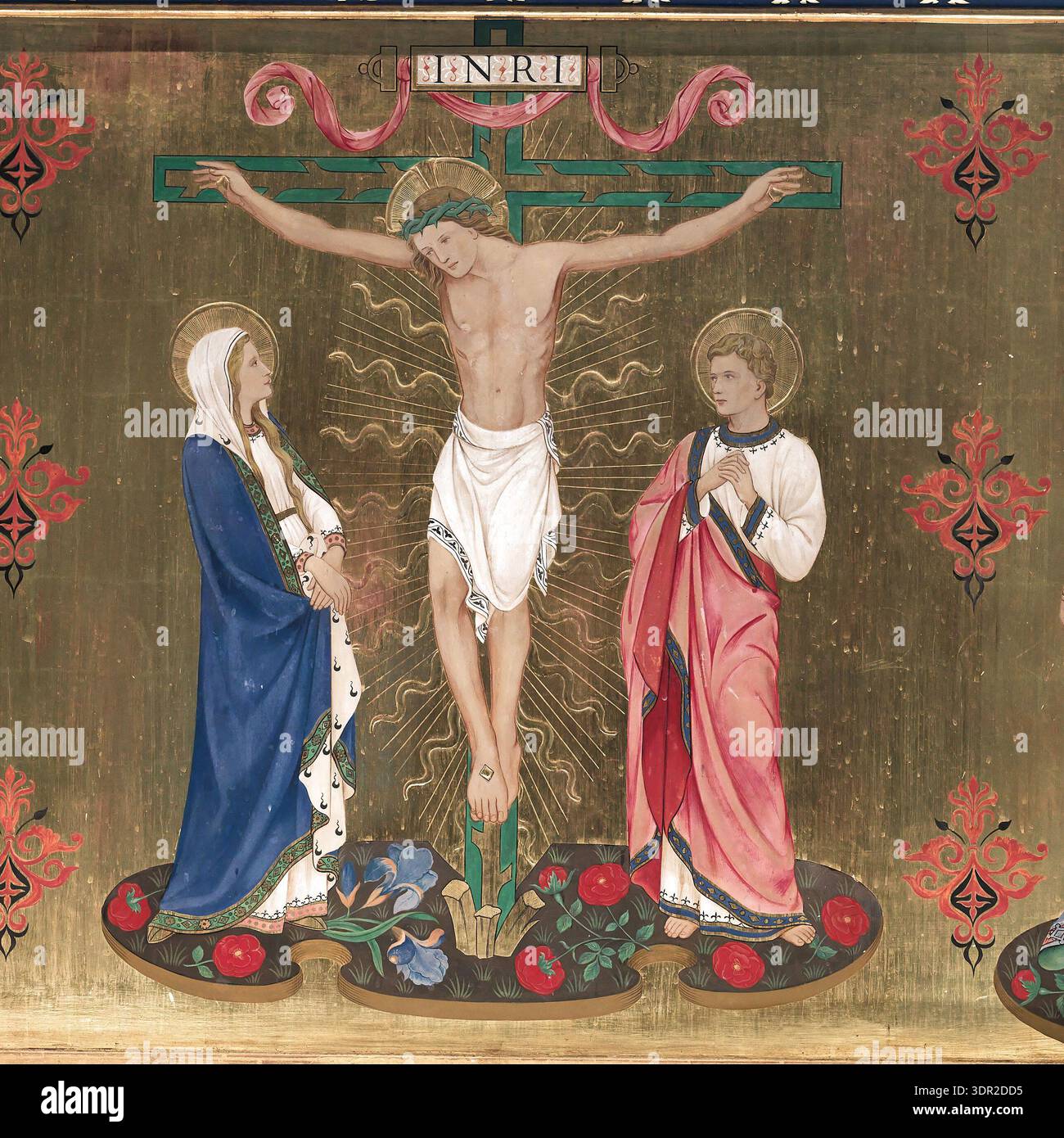 Painting, of the crucifixion of Jesus Christ, in the christian ...