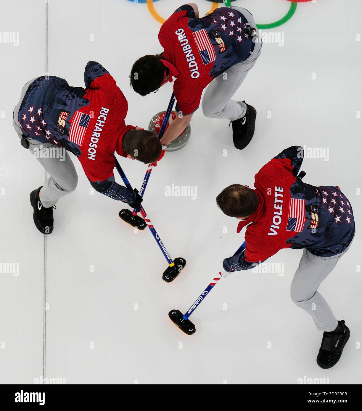 United States' Luc Violette, Ben Richardson and Aidan Oldenburg compete ...